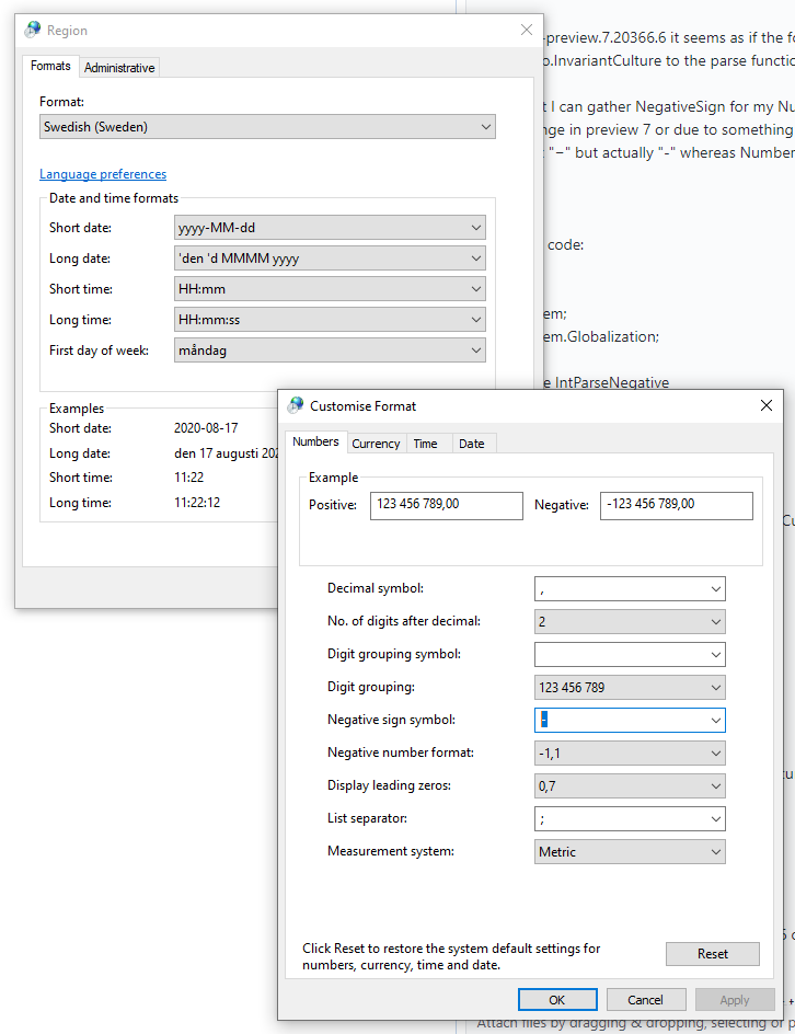 int.Parse("-1") throwing FormatException due to changed NumberFormat NegativeSign in .NET 5 ...