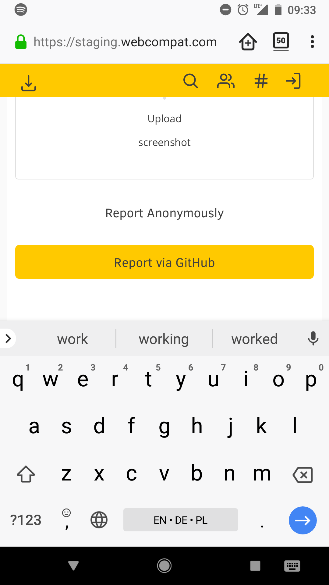 "Report Anonymously" button background color becomes invisible after typing all form information ...