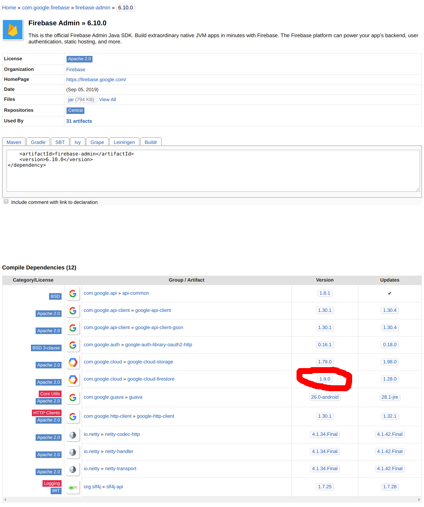 maven artifact uses 4 month old firestore dependency · Issue #323 · firebase/firebase-admin-java ...