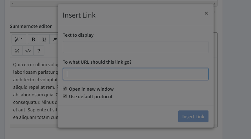 Summernote field: add link modal is behind overlay · Issue #2493 · Laravel-Backpack/CRUD · GitHub