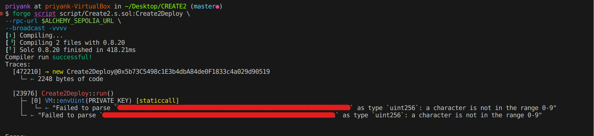 Startbroadcast Suddenly Does Not Work With Privatekey From The Env File Being Passed As A Param 