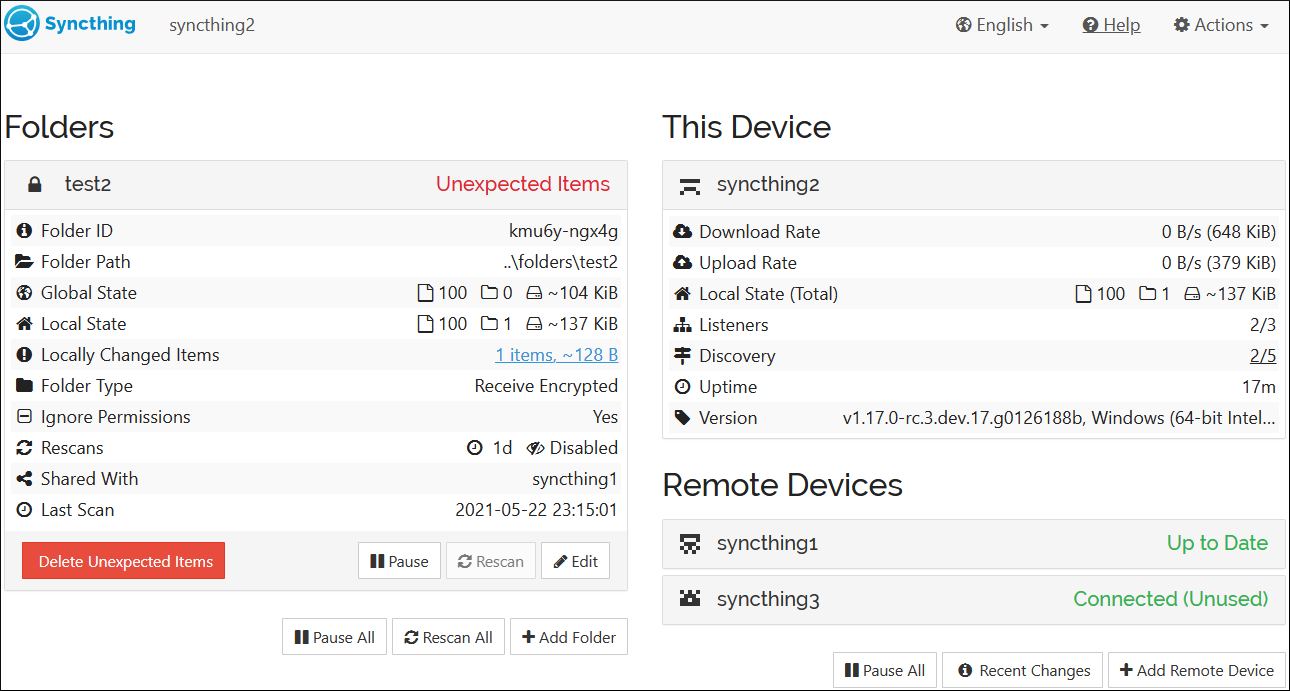 Delete Unexpected Items in receive encrypted folder is unable to delete ".stfolder.removed ...