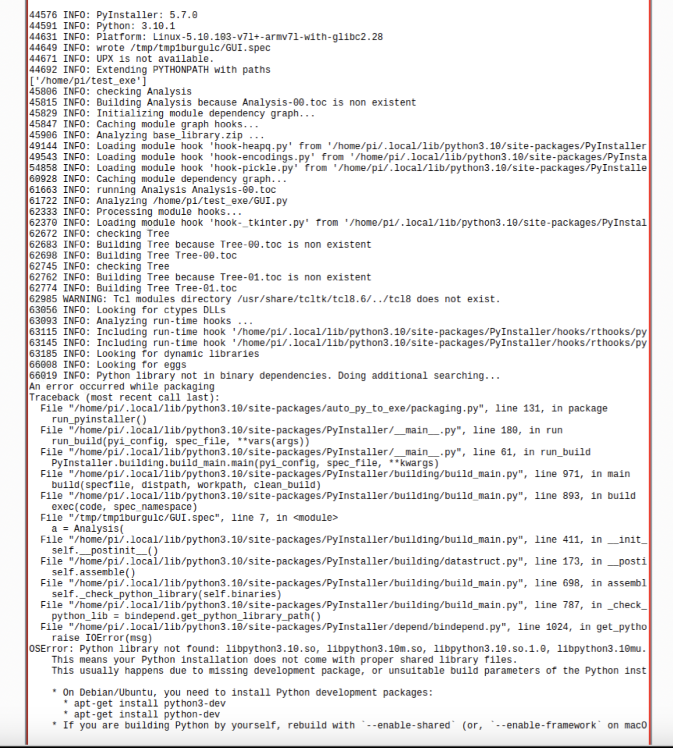 Unable To Build An Executable Raspberry Pi 4 Python 3101 · Issue 0904