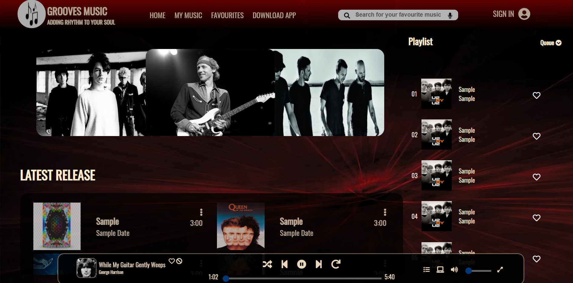 GitHub - sankalp163/Static-Music-Player-Website: The Website has been created from scratch using ...
