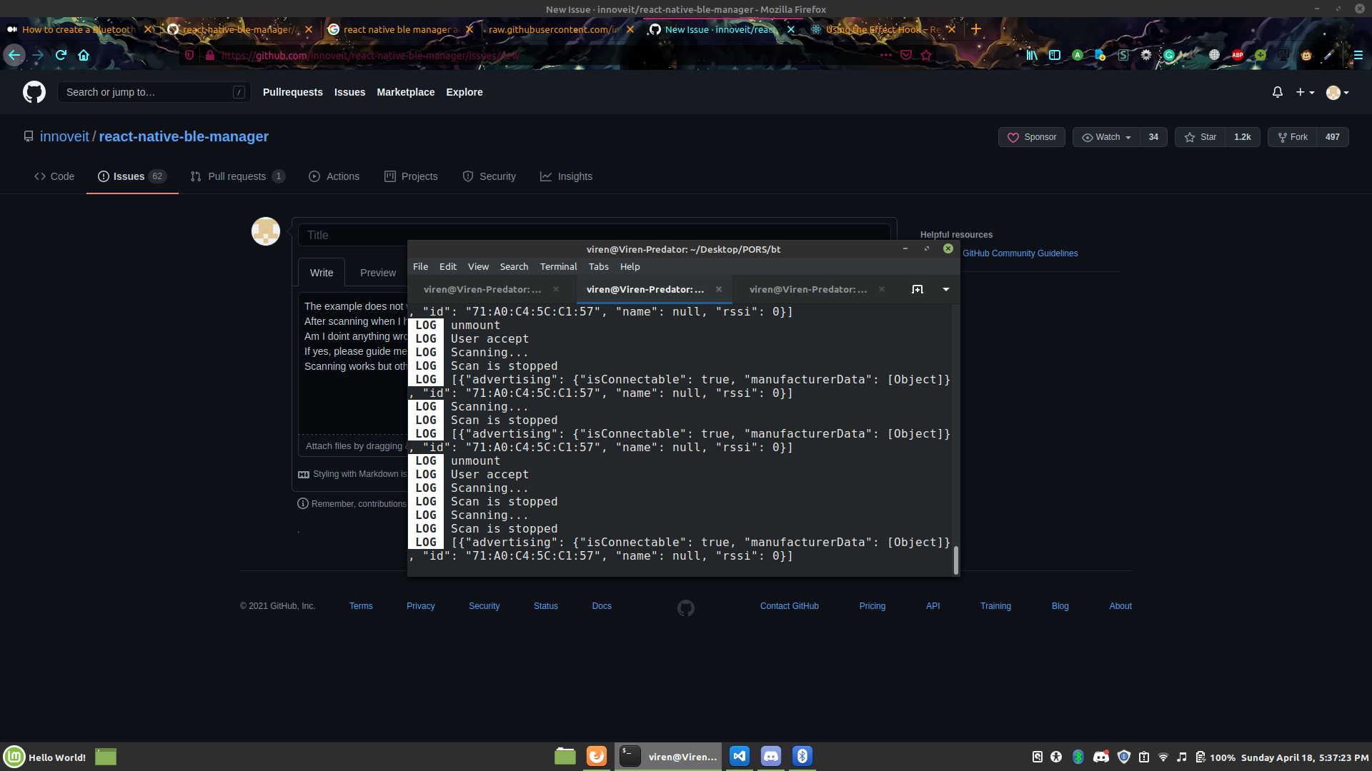 Problem in running the example provided. · Issue #727 · innoveit/react-native-ble-manager · GitHub