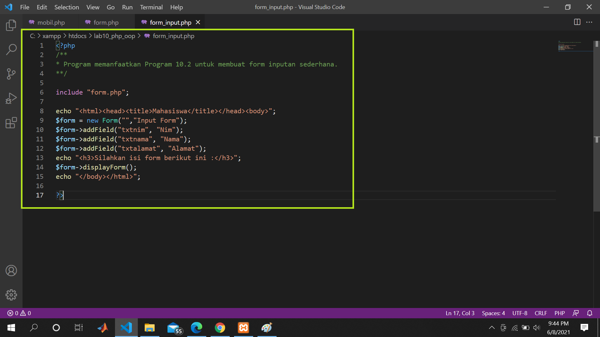 GitHub - alfanshaabif/Lab10Web: Pertemuan ke-11 - Tugas Praktikum 10 - ( PHP OOP ) - Pemrograman ...