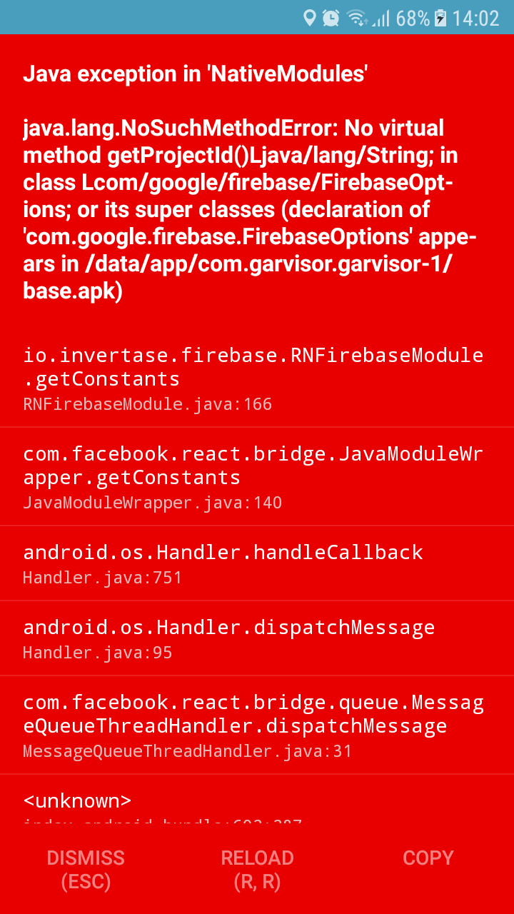 No virtual method getProjectId()Ljava/lang/String; in class Lcom/google/firebase/FirebaseOptions ...
