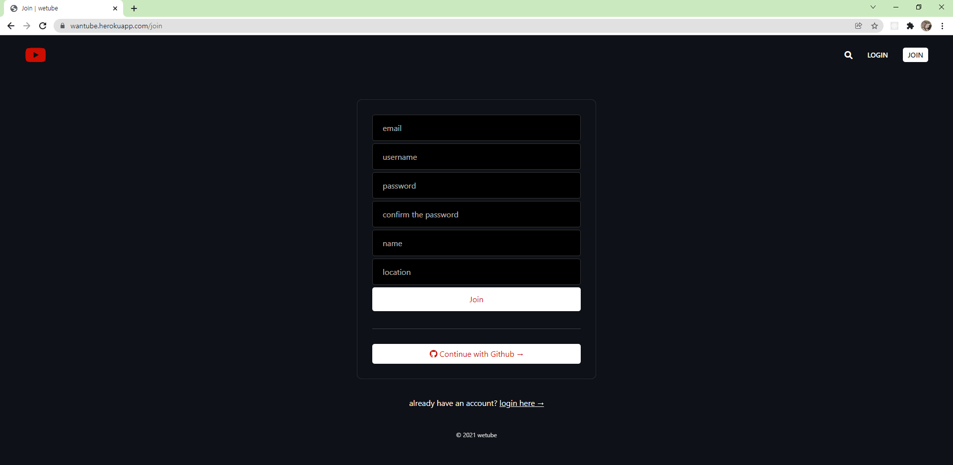 GitHub - MyungWanPark/Wetube: Wetube coding using Nodejs, ES6, express, mongoDB
