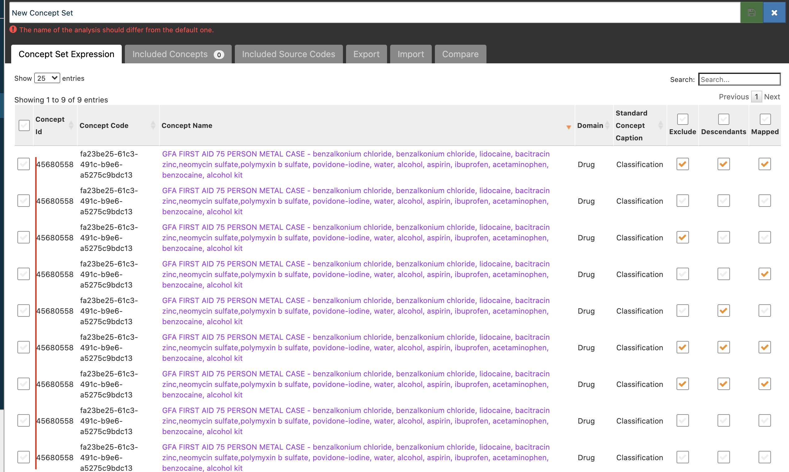 The same concept with the same concept set options should not be duplicated · Issue #2346 ...