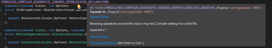 Confliction when building on Windows · Issue #1559 · stack-of-tasks/pinocchio · GitHub