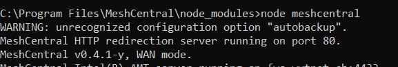 WARNING: unrecognized configuration option "autobackup". · Issue #582 · Ylianst/MeshCentral · GitHub