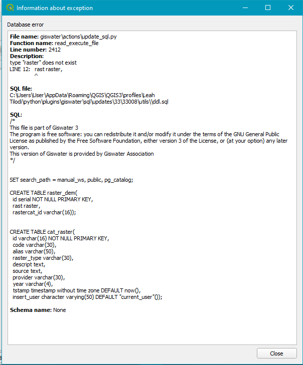 error in creating schema · Issue #790 · Giswater/giswater_qgis_plugin · GitHub