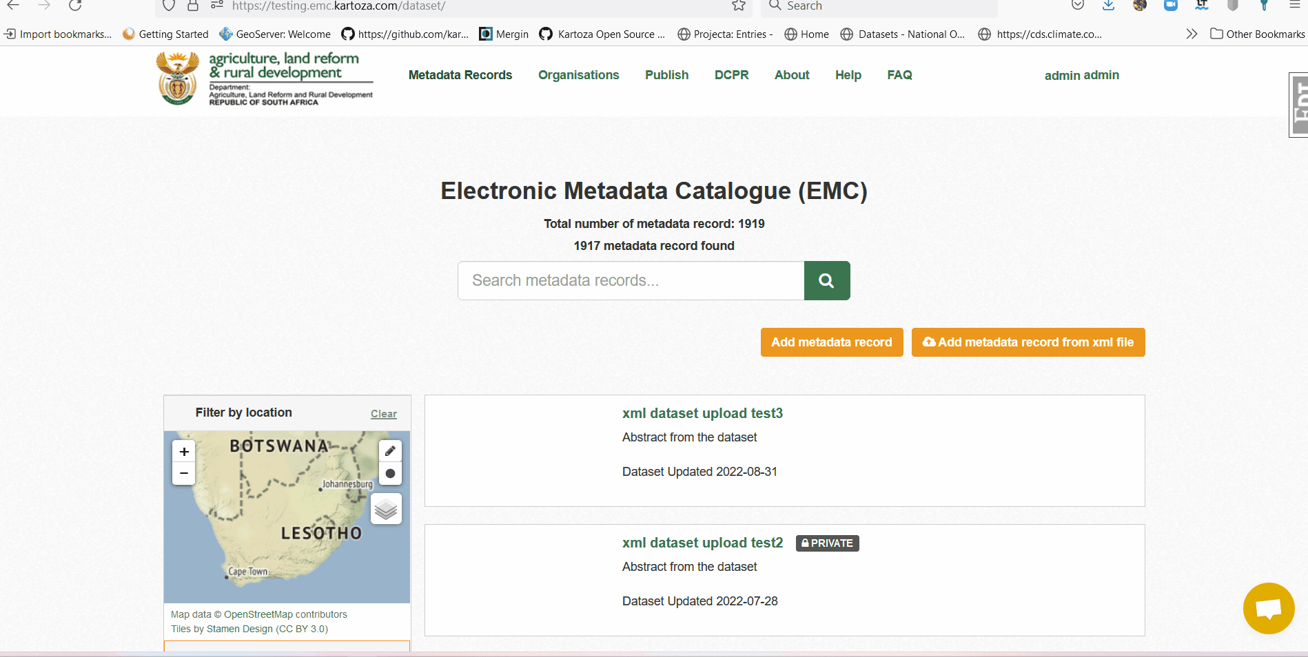 Changing 'Dataset' to 'Metadata Record' · Issue #234 · kartoza/ckanext-dalrrd-emc-dcpr · GitHub