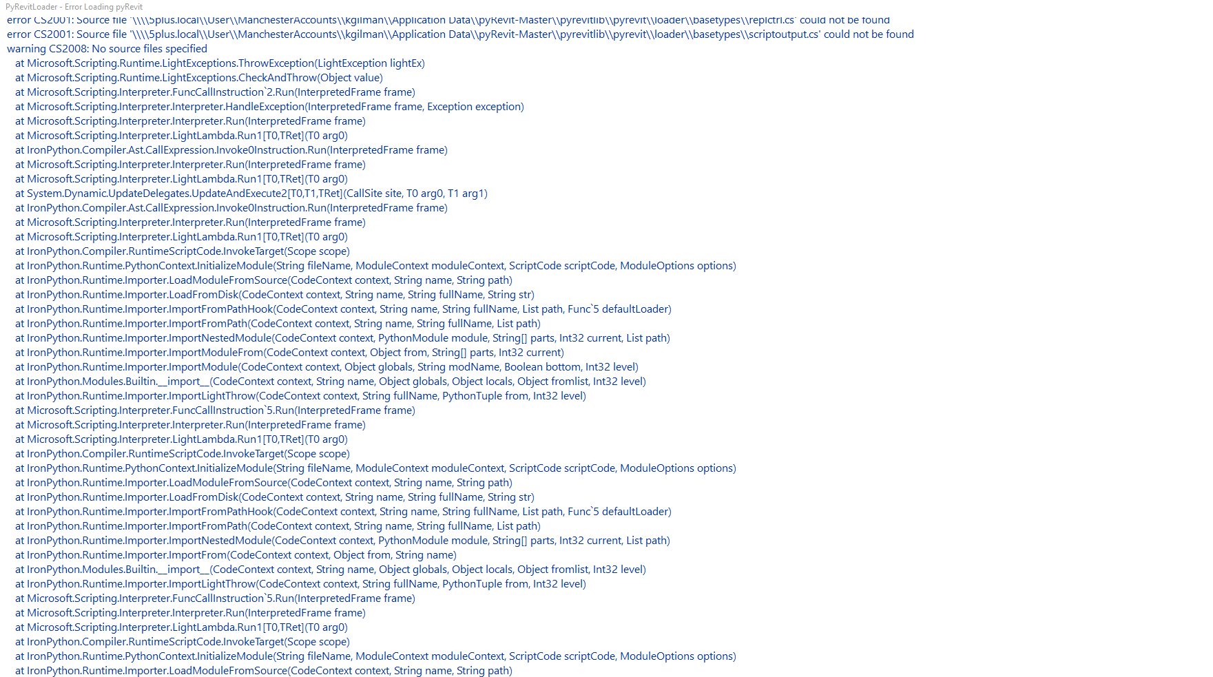 Pyrevitloader Error Laoding Pyrevit · Issue 715 · Pyrevitlabspyrevit · Github 5206