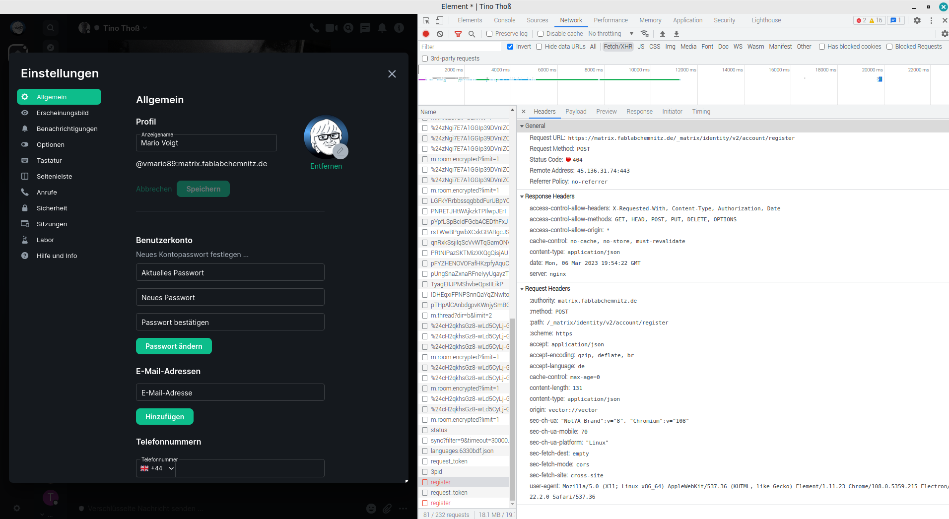 `/_matrix/identity/v2/account/register` endpoint fails for web/desktop clients, but not for ...