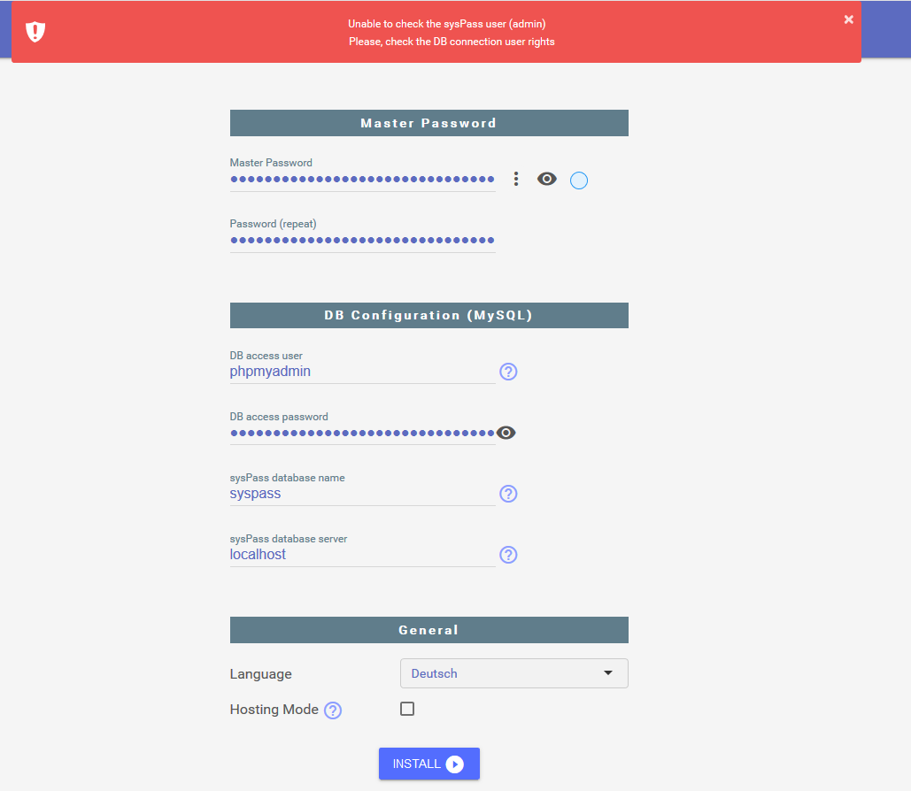 [Bug] Password options do not popup on installation page · Issue #829 · nuxsmin/sysPass · GitHub