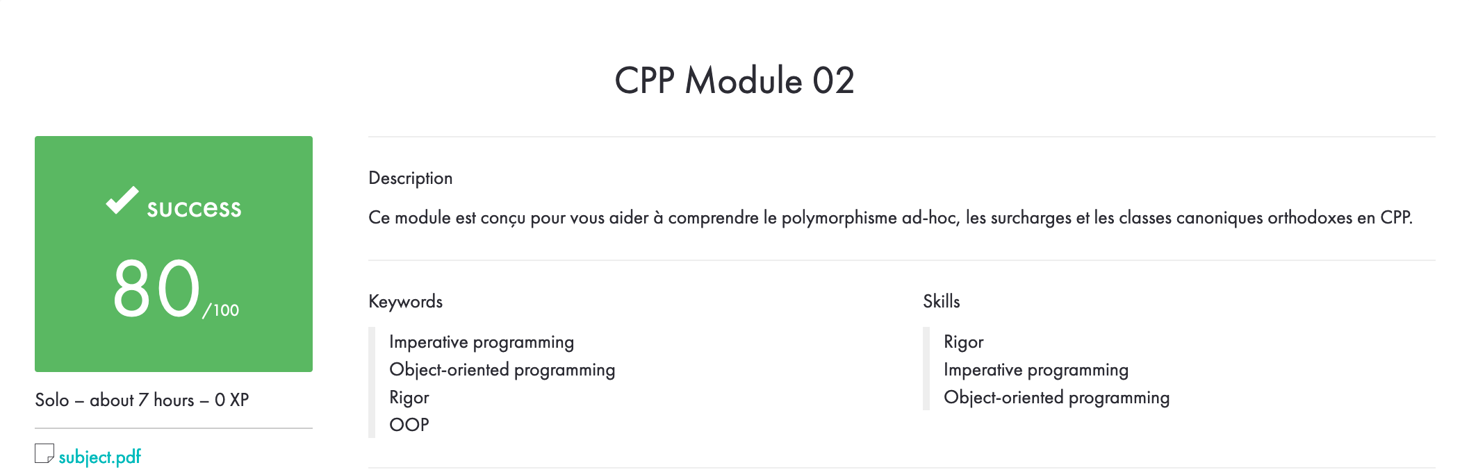 GitHub - Misterwayne/Piscine-CPP: Projets de 42 Paris sur les bases du CPP