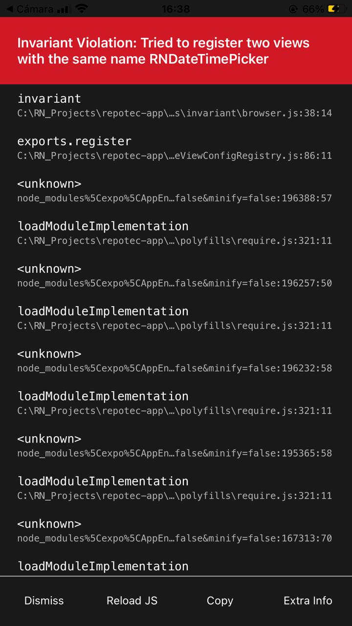 Invariant Violation Tried To Register Two Views With The Same Name Rndatetimepicker · Issue