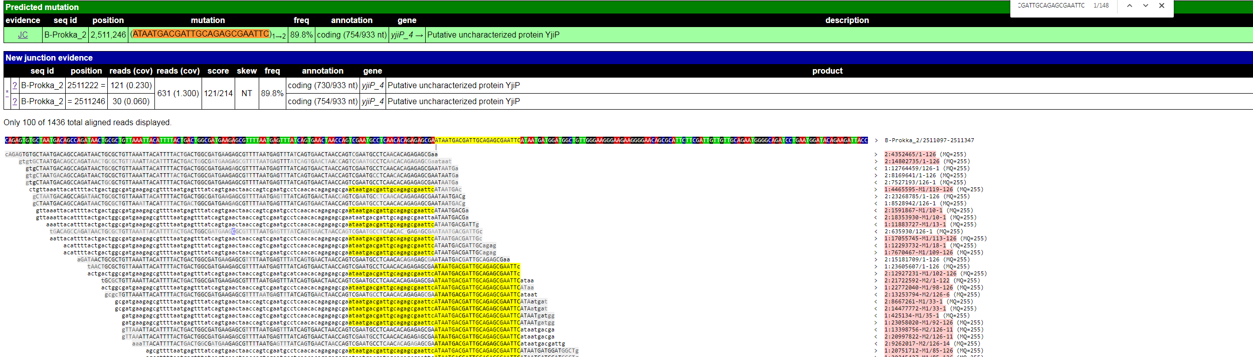 Understanding Junction Output · Issue #229 · barricklab/breseq · GitHub