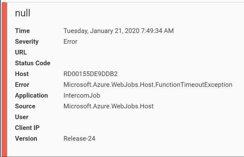 Logging Null Message On Timeout · Issue 2412 · Azureazure Webjobs Sdk · Github