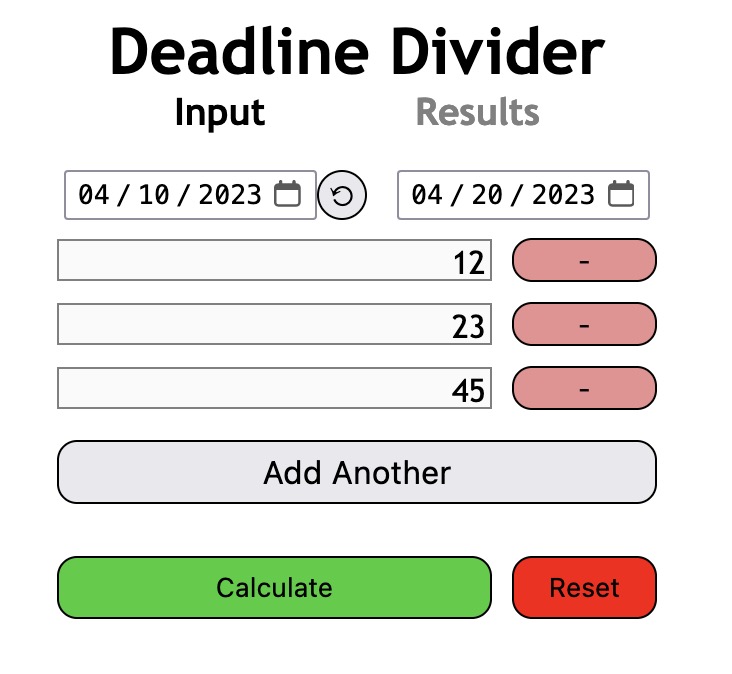 GitHub - OrdinarilySam/deadline-divider-js: distribute workloads evenly with this website