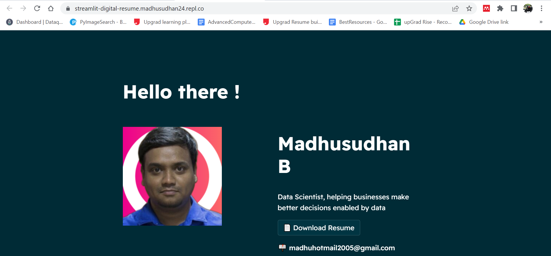 GitHub - madhuyadu/streamlit-digital-resume-on-streamlitshare: Using ...