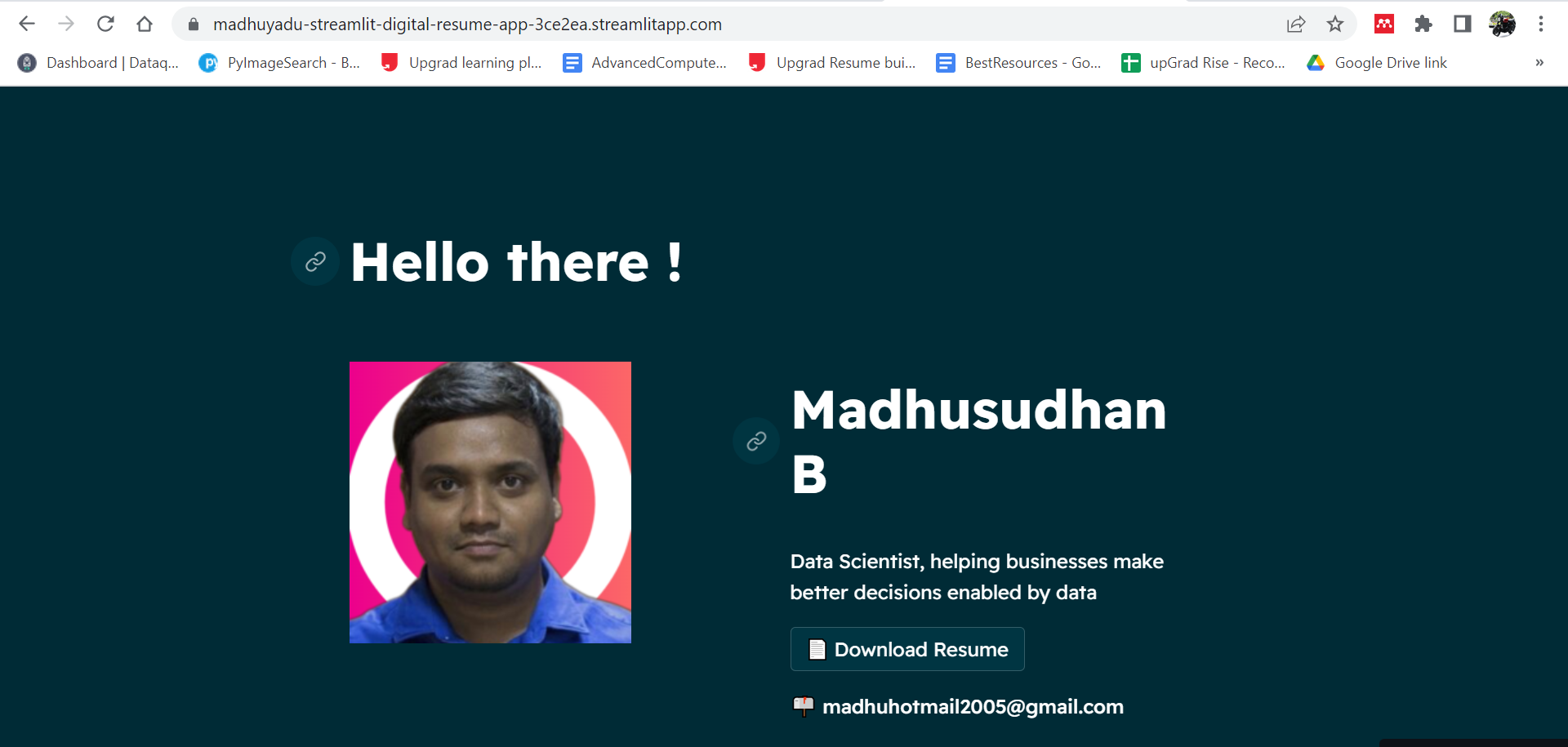 GitHub - madhuyadu/streamlit-digital-resume-on-streamlitshare: Using ...