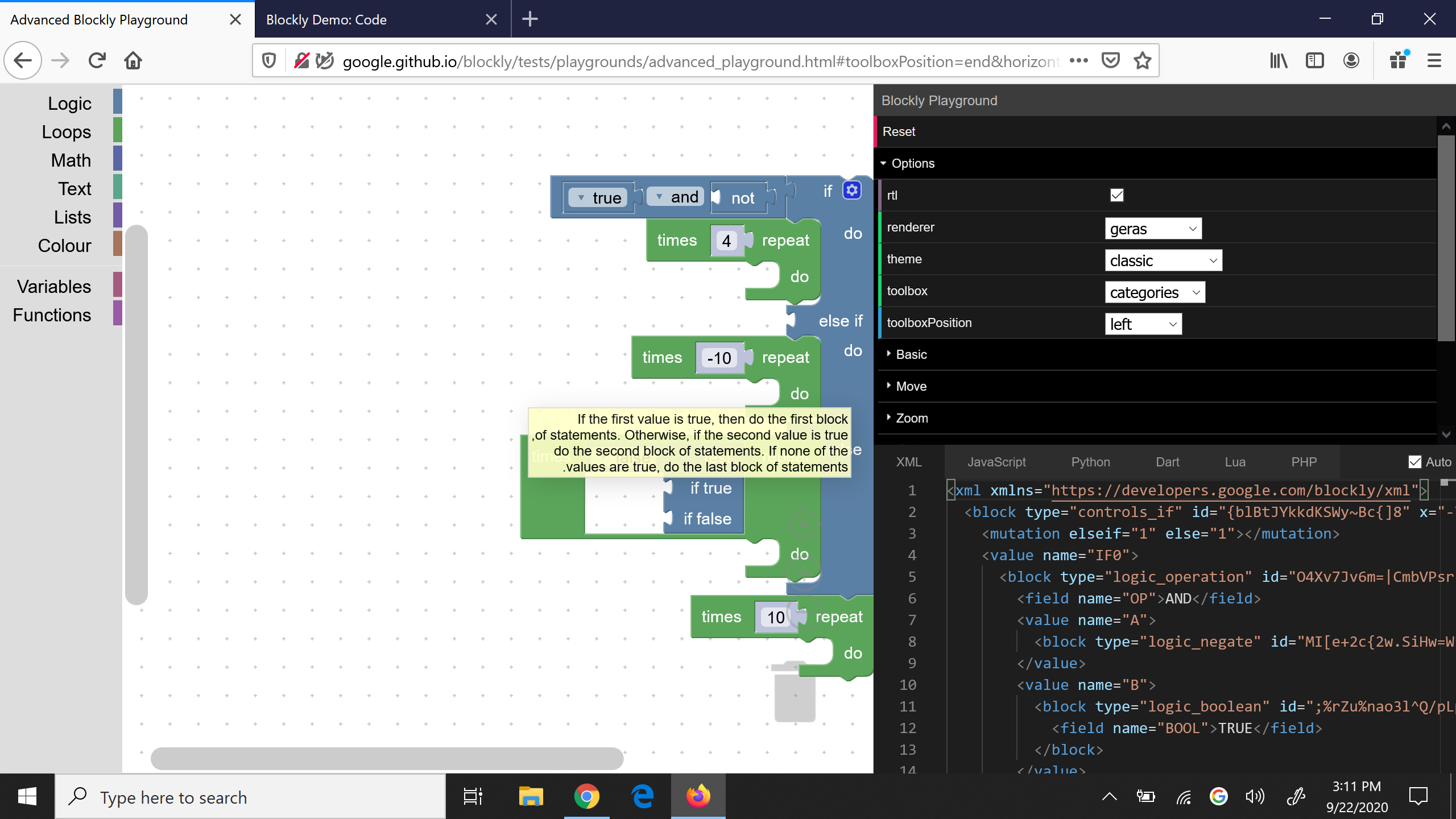 Punctuation marks not displayed appropriately for the tooltip text while hovering the blocks ...