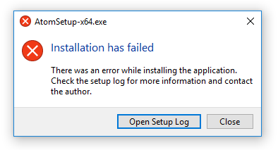 No logs on install failure · Issue #20297 · atom/atom · GitHub