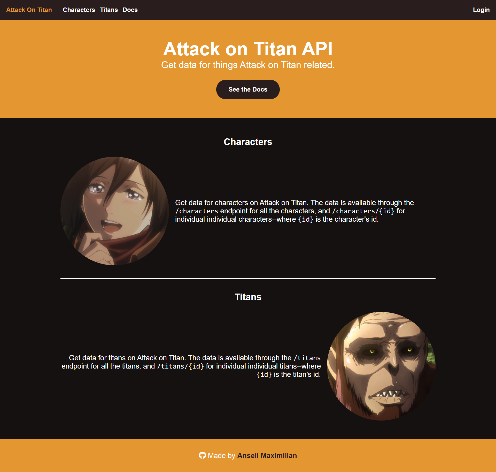 GitHub - AnsellMaximilian/aot-client: Vuejs application that consumes ...