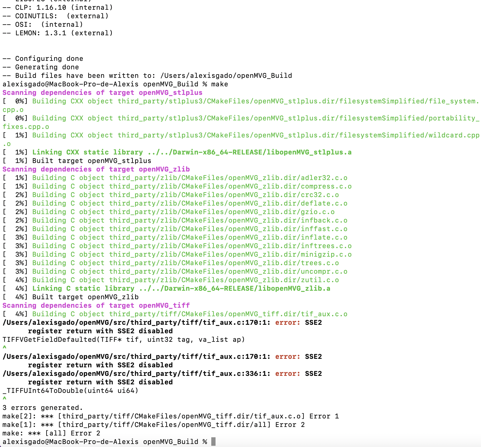Problème de build sur Mac Arm64 (M1) · Issue #1864 · openMVG/openMVG · GitHub
