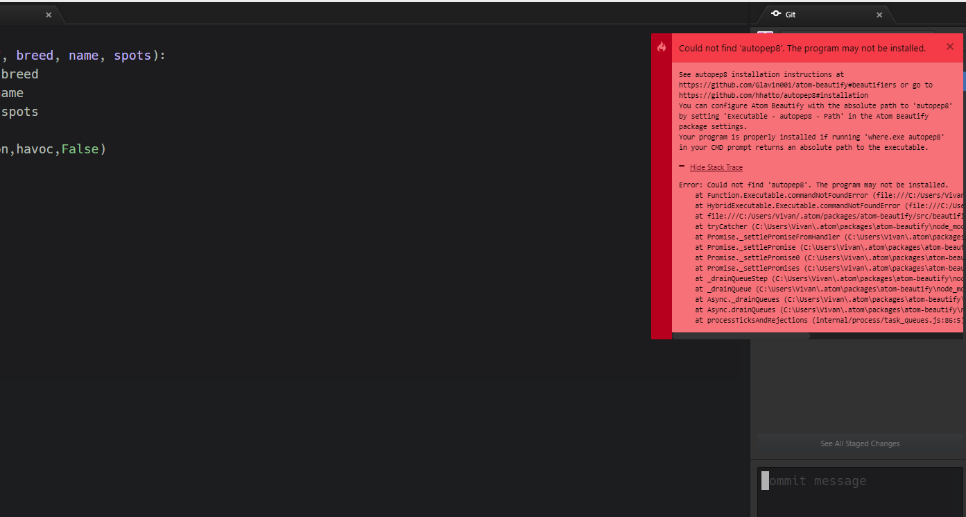 Autopep8 indentation error always, please help · Issue #2502 · Glavin001/atom-beautify · GitHub