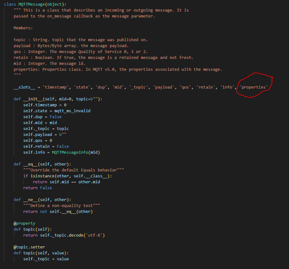 messages() does not have fields like properties, as does the filtered ...