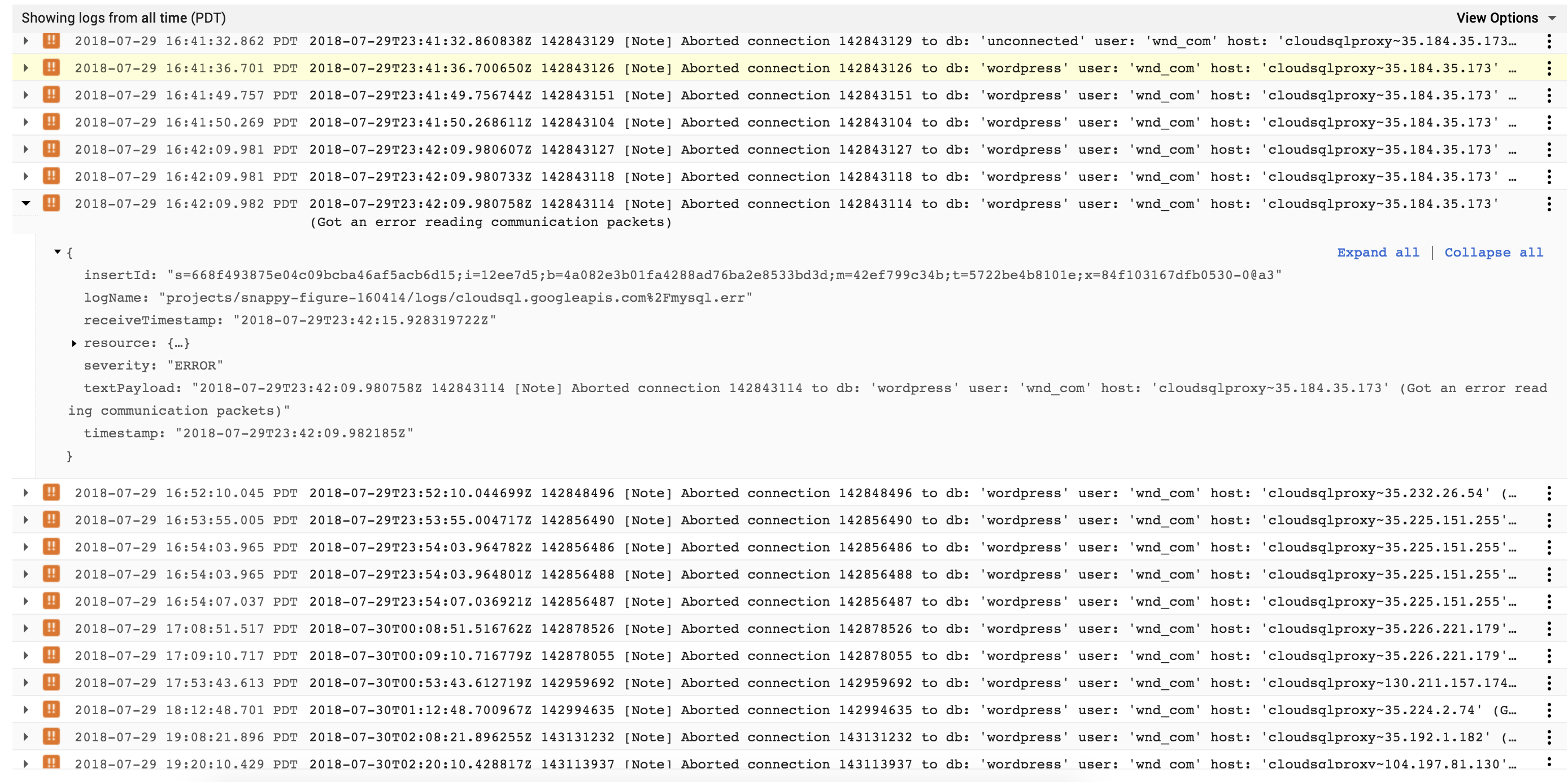 Memory leak when connecting from proxy · Issue #126 · GoogleCloudPlatform/cloud-sql-proxy · GitHub
