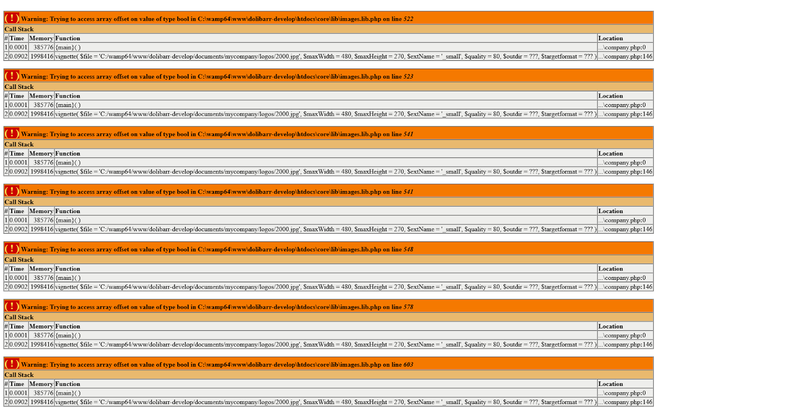 PHP error message when loading company image · Issue #25103 · Dolibarr ...