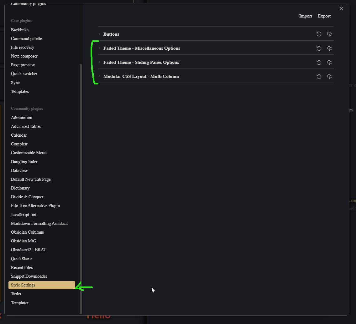 Sliding Panes / Settings Not Working · Issue #4 · JoshKasap/Obsidian-Faded-Theme · GitHub