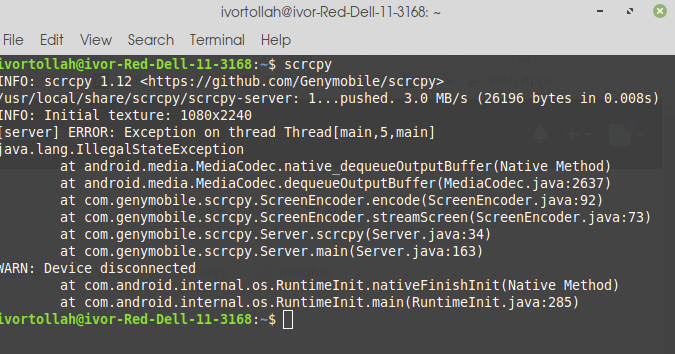 Device disconnected error · Issue #1103 · Genymobile/scrcpy · GitHub