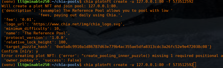 [BUG] Creating plot nft · Issue #6405 · Chia-Network/chia-blockchain · GitHub