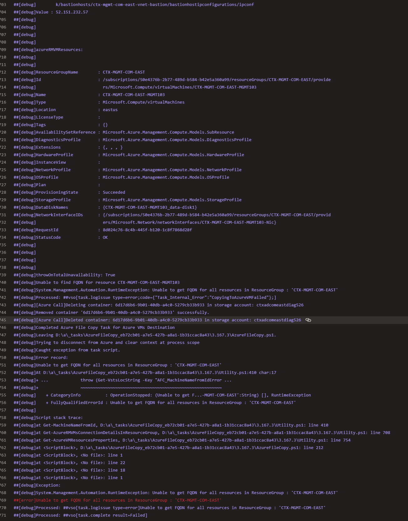 AzureFileCopy@4 : Unable to get FQDN for all resources in ResourceGroup ...