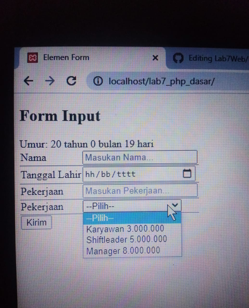 GitHub - putrinabila23/Lab7Web: program PHP sederhana dengan menggunakan form input yang ...