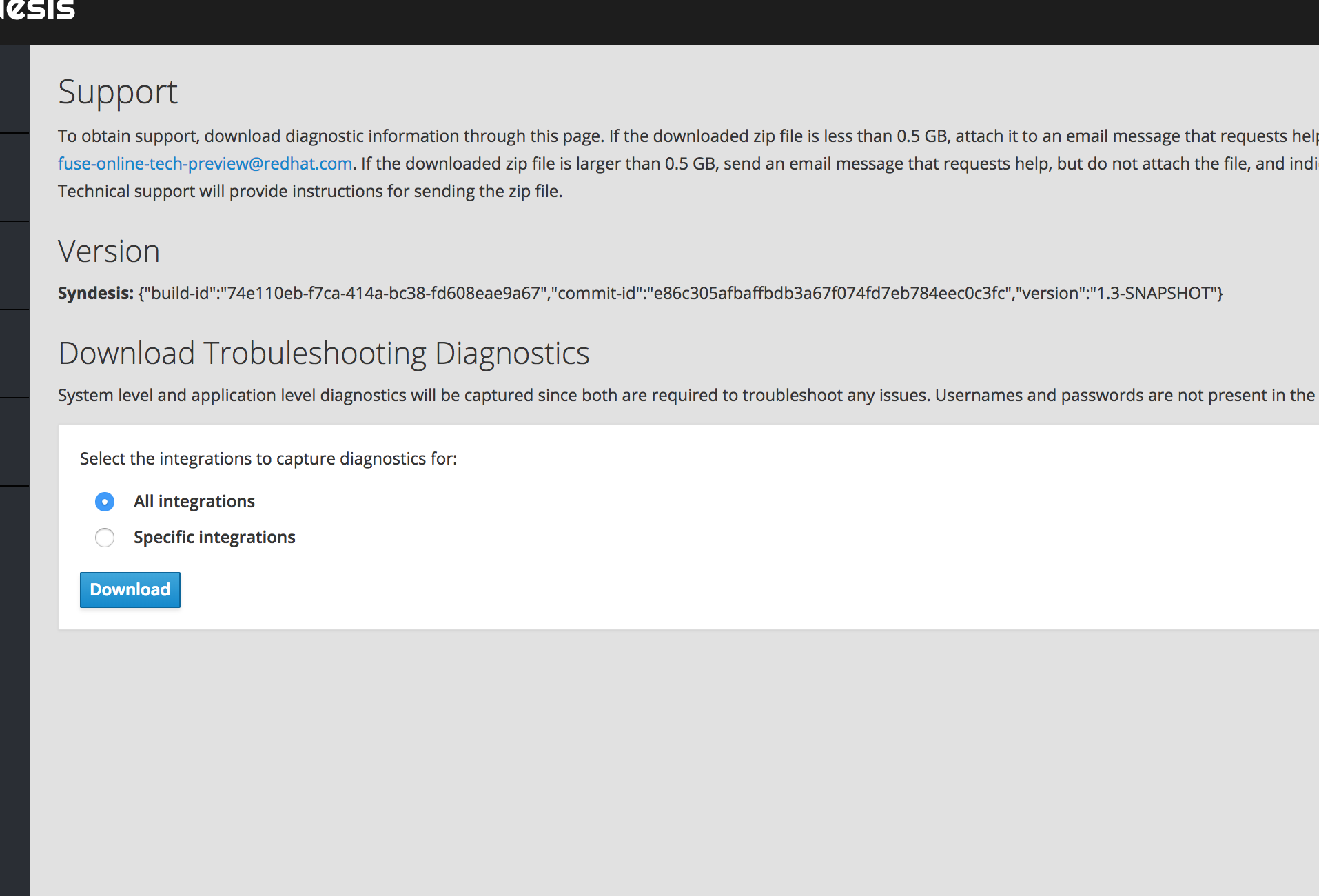 please fix version information in the support button so it is accurate ...