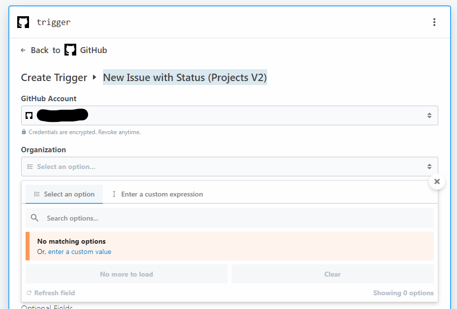 [BUG] Github - New Card in Column (Classic Projects) - Trigger can't be created · Issue #5735 ...