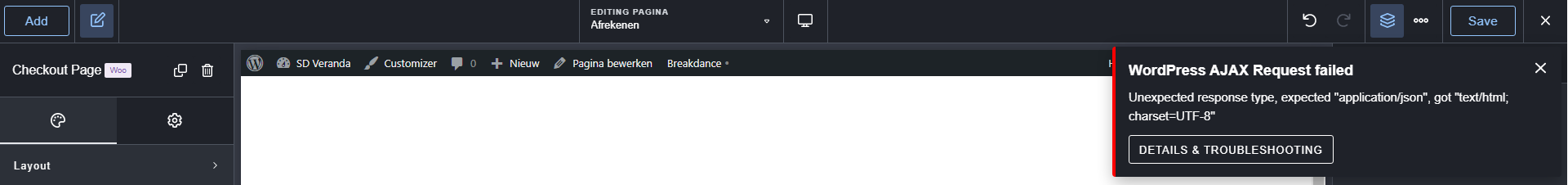 1.0 Checkout page: error inside editor when no item is in cart · Issue #404 · soflyy/breakdance ...