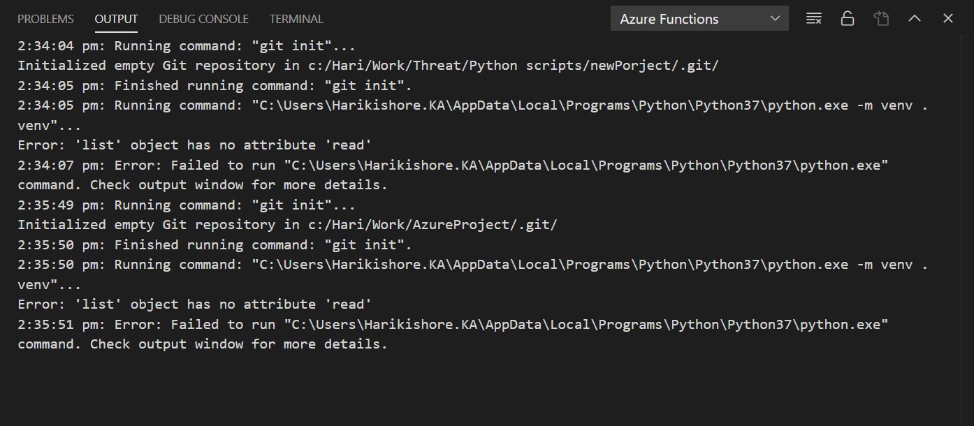 Unable to create new project using Azure function extension · Issue #1897 · microsoft/vscode ...
