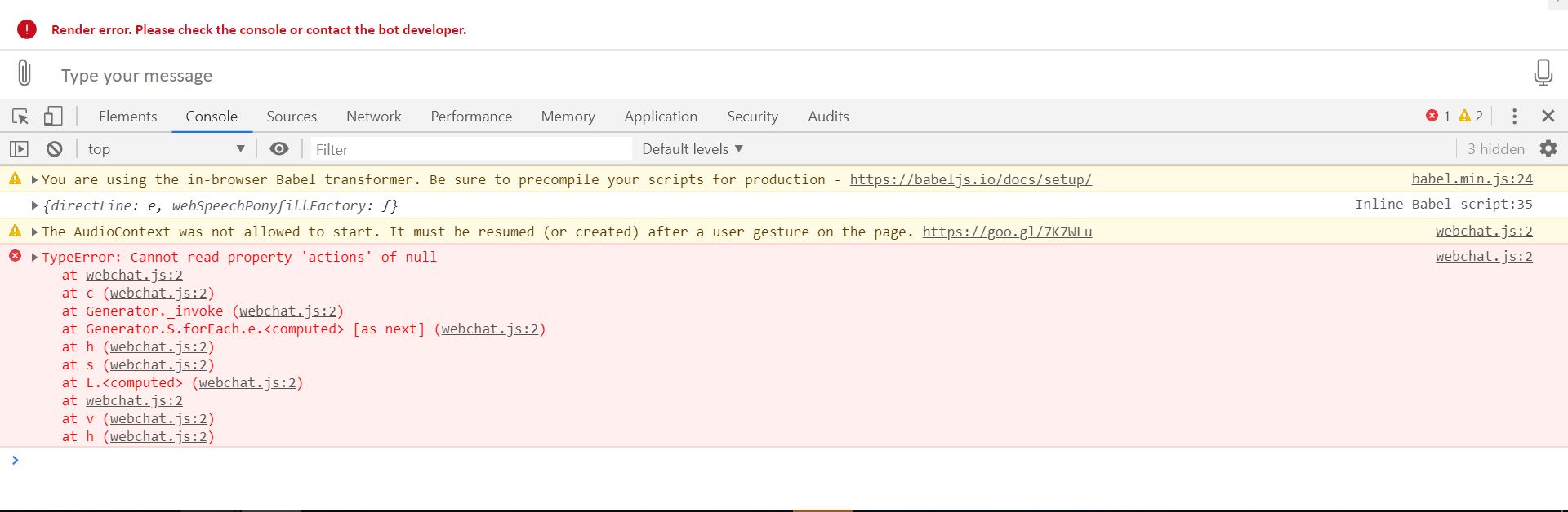 Direct Line Speech throw "actions of null" error when bot is on unsupported region · Issue #3145 ...