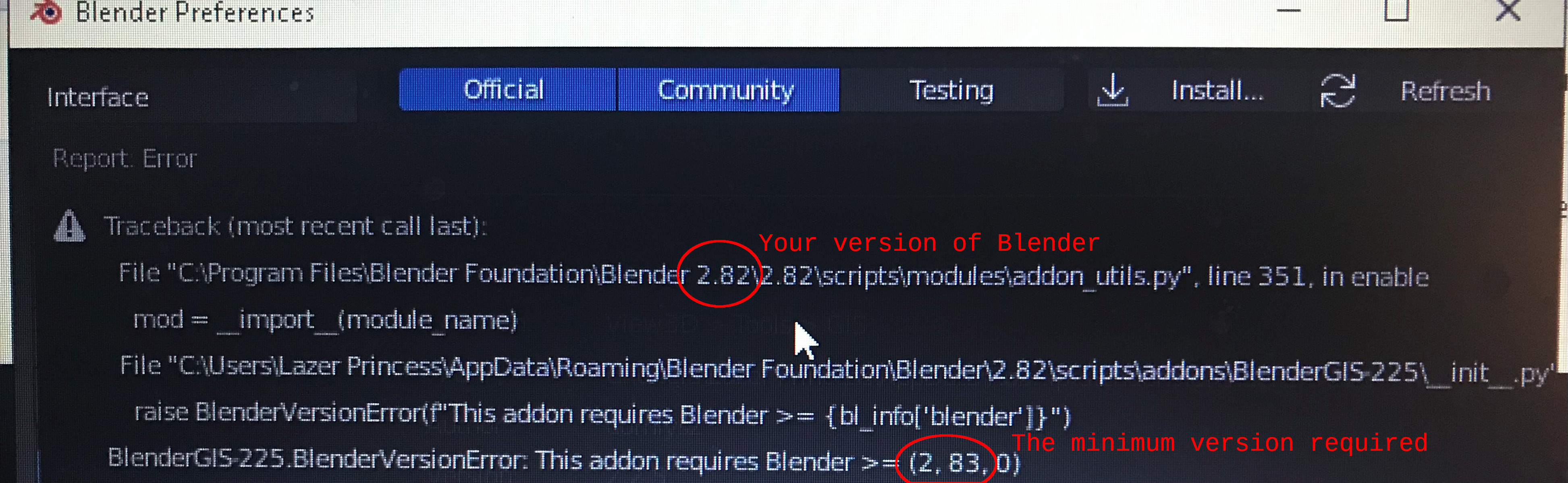 i got an error message when trying to use the addon · Issue #541 · domlysz/BlenderGIS · GitHub