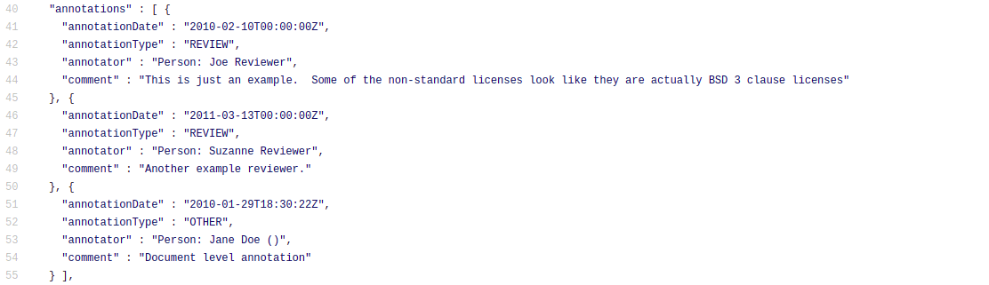 Annotations object doesn't have SPDXID property in json spec2.2 · Issue #517 · spdx/spdx-spec ...