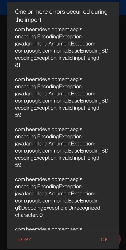 Import from Google Authenticator fails · Issue #918 · beemdevelopment/Aegis · GitHub