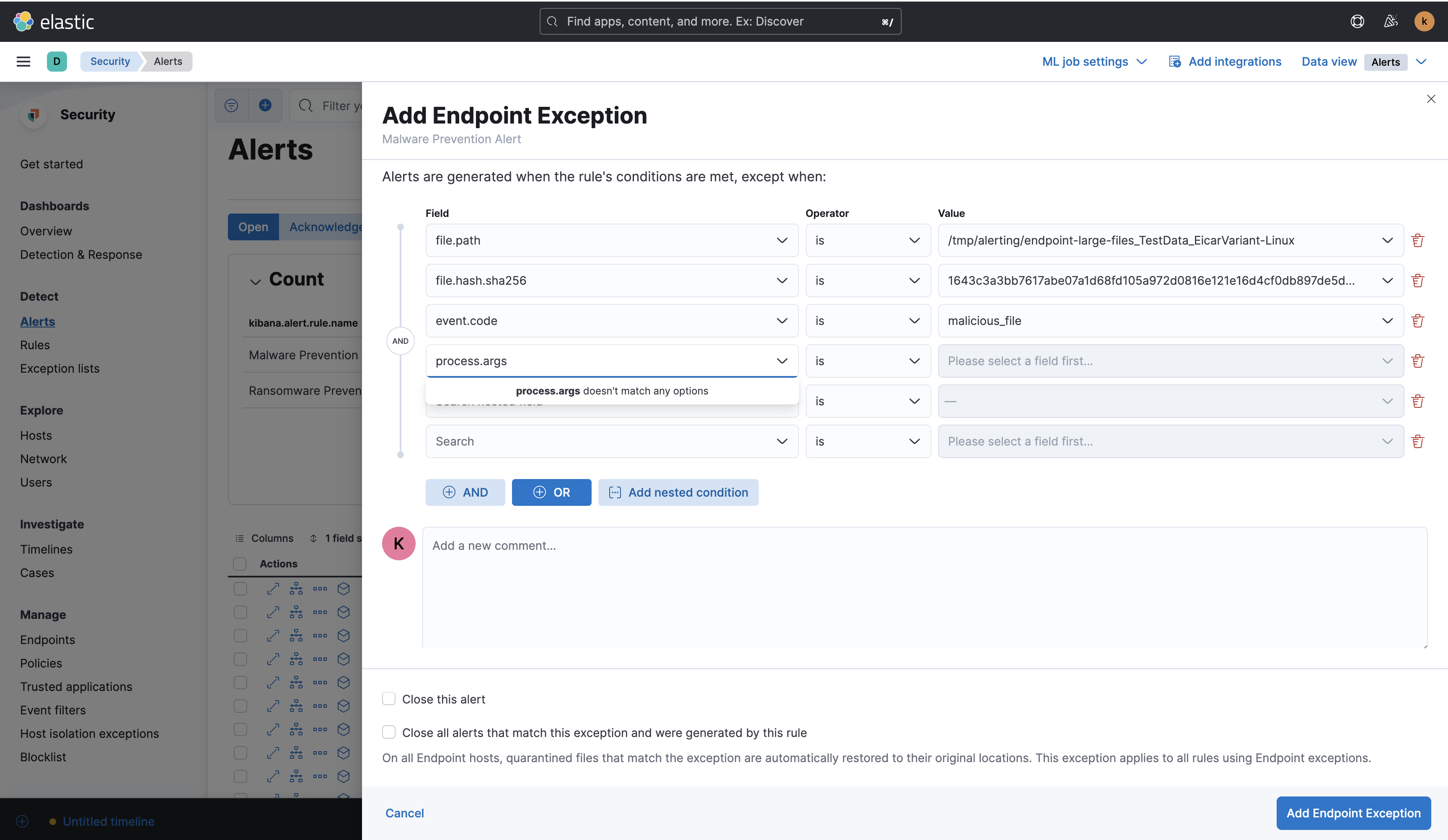 Add `process.arg` to the list of exceptionable fields for Endpoint exceptions · Issue #135153 ...