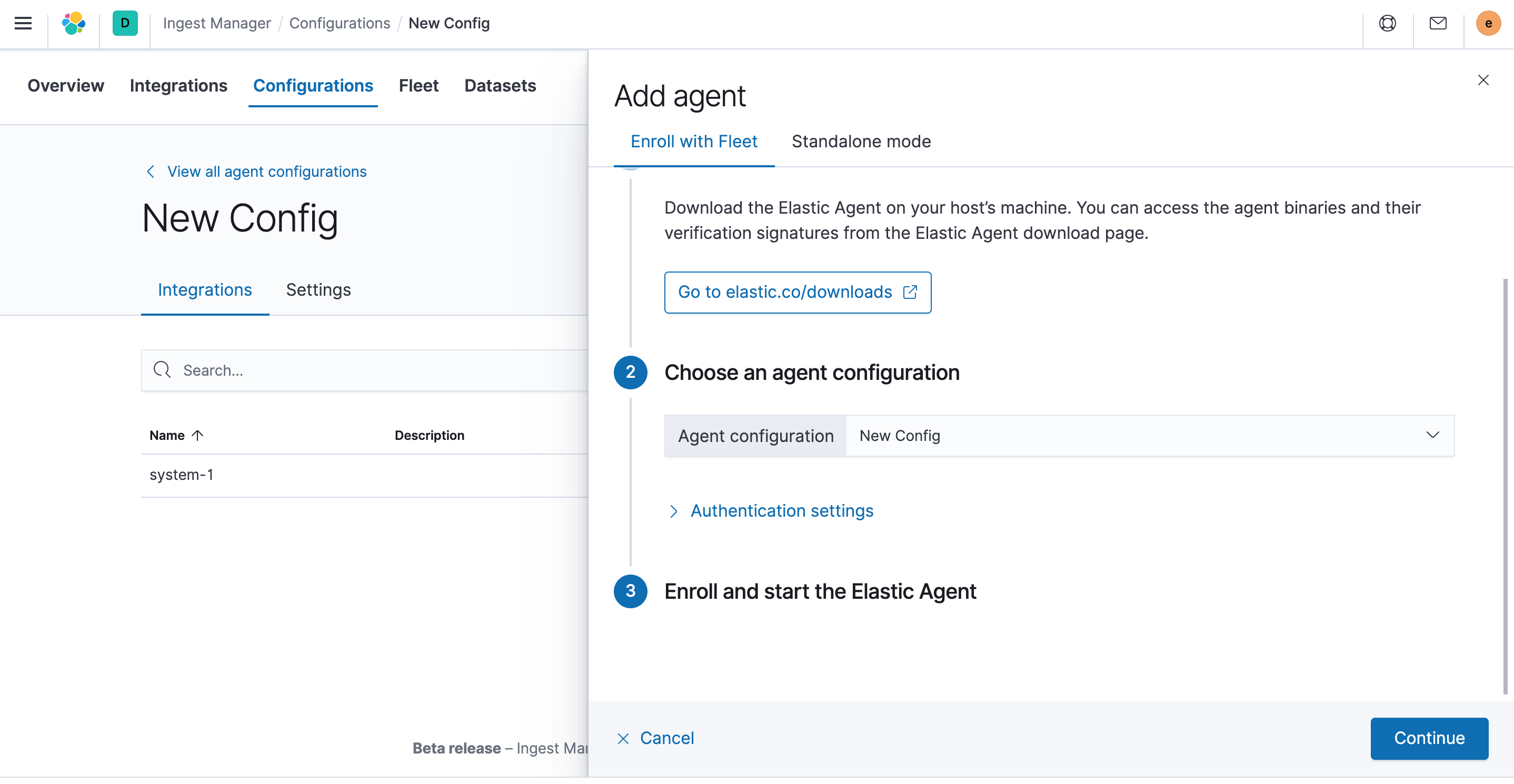 [Ingest Management] Add Agent Flyout With Non-Default Config ID in the URL Does NOT Show the ...